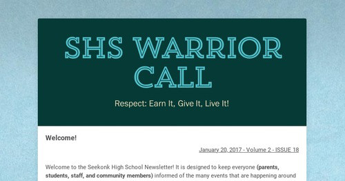 SHS Warrior Call | Smore Newsletters for Education