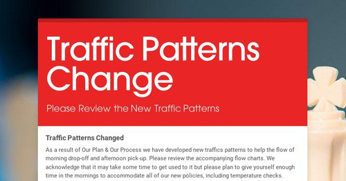 Traffic Patterns Change | Smore Newsletters for Education