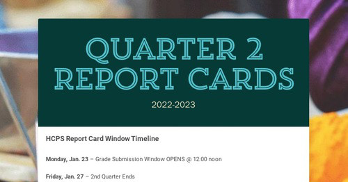 Quarter 2 Report Cards