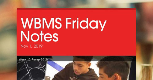 WBMS Friday Notes