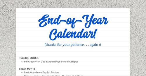 End-of-Year Calendar!