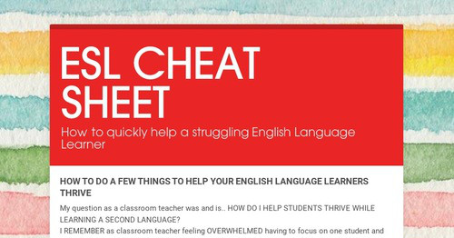 ESL CHEAT SHEET | Smore Newsletters