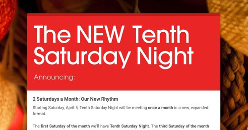 The NEW Tenth Saturday Night | Smore Newsletters