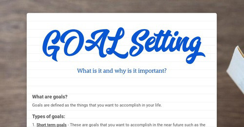 GOAL Setting | Smore Newsletters