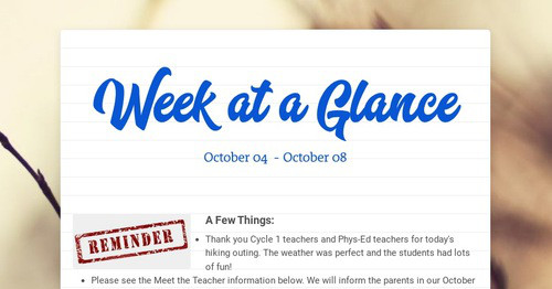 Week at a Glance | Smore Newsletters for Education