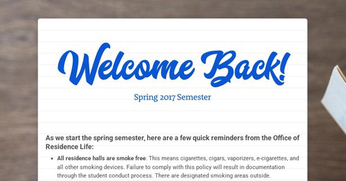 Welcome Back! | Smore Newsletters
