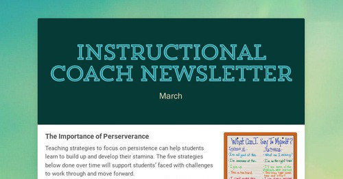 Instructional Coach Newsletter | Smore Newsletters for Education