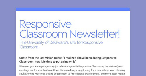 Responsive Classroom Newsletter! | Smore Newsletters