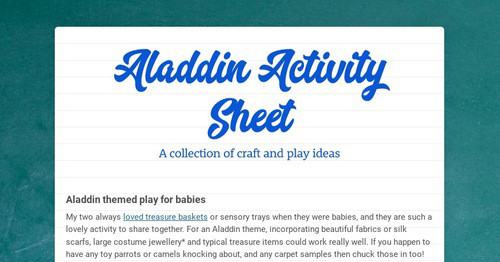 Aladdin Activity Sheet | Smore Newsletters