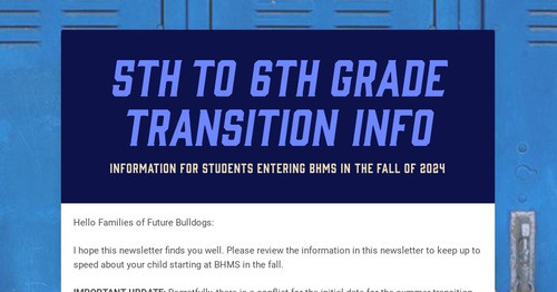 5th to 6th Grade Transition Info | Smore Newsletters