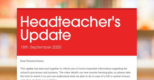 Headteacher's Update | Smore Newsletters for Education