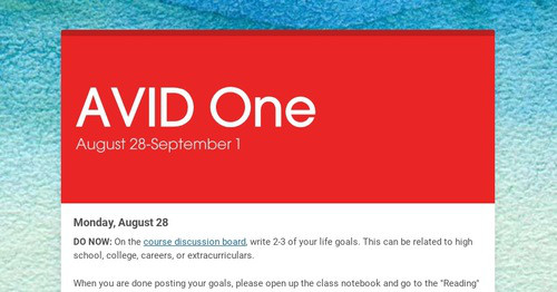 AVID One | Smore Newsletters