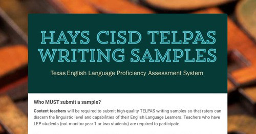 Hays CISD TELPAS Writing Samples | Smore Newsletters
