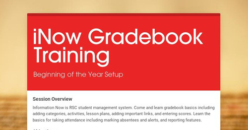 iNow Gradebook Training | Smore Newsletters