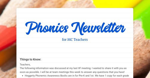 Phonics Newsletter | Smore Newsletters