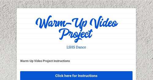 Warm-Up Video Project | Smore Newsletters