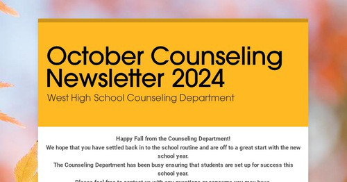 October Counseling Newsletter 2024