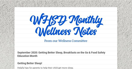 WHSD Monthly Wellness Notes | Smore Newsletters for Education