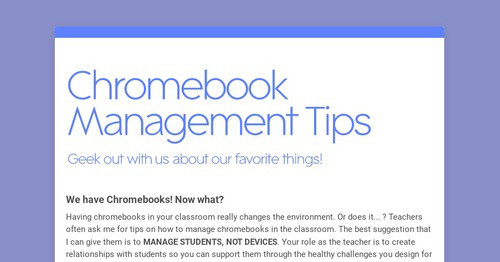 Chromebook Management Tips | Smore Newsletters
