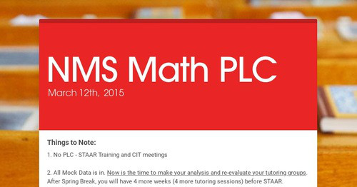 NMS Math PLC | Smore Newsletters for Education