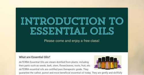 Introduction to Essential Oils | Smore Newsletters