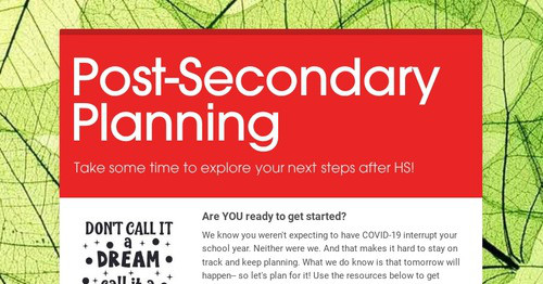 Post-Secondary Planning | Smore Newsletters for Business