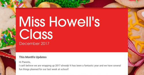 Miss Howell's Class | Smore Newsletters for Education