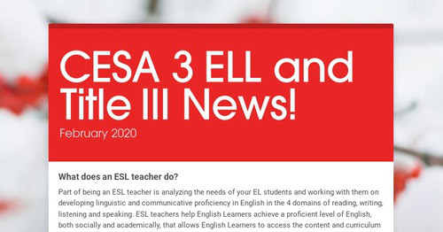CESA 3 ELL and Title III News! | Smore Newsletters for Education