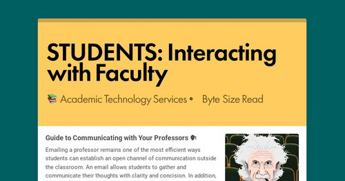 STUDENTS: Interacting with Faculty