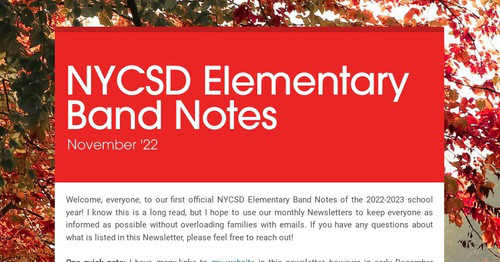 NYCSD Elementary Band Notes | Smore Newsletters