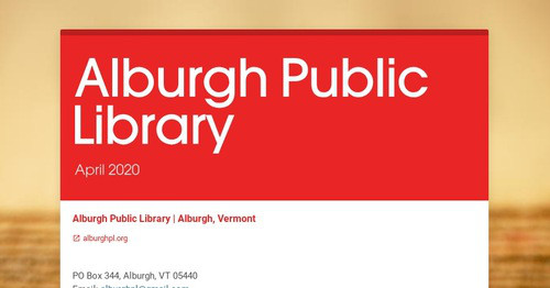 Alburgh Public Library | Smore Newsletters for Education
