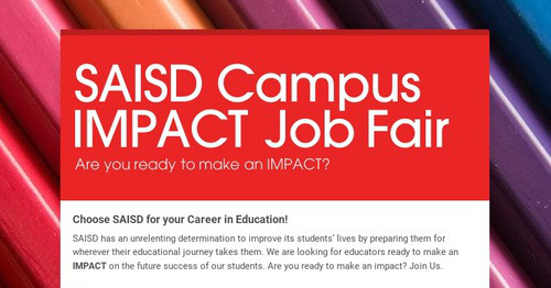 SAISD Campus IMPACT Job Fair | Smore Newsletters