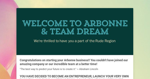 Welcome to Arbonne & Team Dream | Smore Newsletters