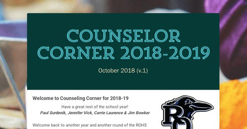 Counselor Corner 2018-2019 | Smore Newsletters