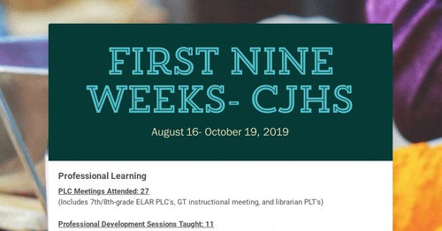First Nine Weeks- CJHS | Smore Newsletters