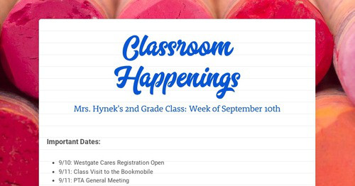 Classroom Happenings | Smore Newsletters