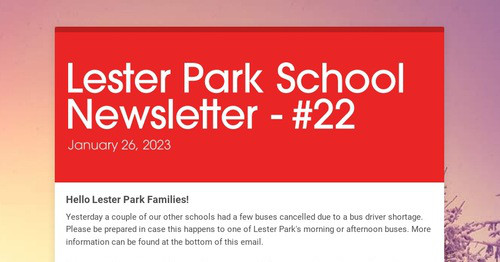 Lester Park School Newsletter - #22
