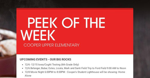 PEEK OF THE WEEK | Smore Newsletters for Education