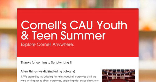 Cornell's CAU Youth & Teen Summer | Smore Newsletters