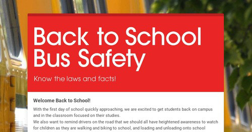 Back to School Bus Safety