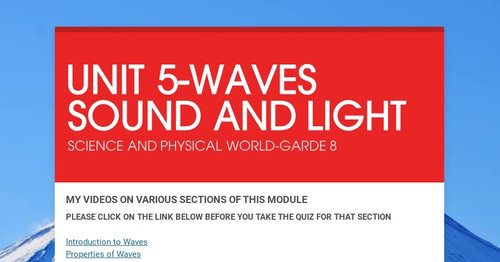 UNIT 5-WAVES SOUND AND LIGHT | Smore Newsletters for Education
