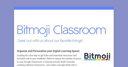 Bitmoji Classroom | Smore Newsletters