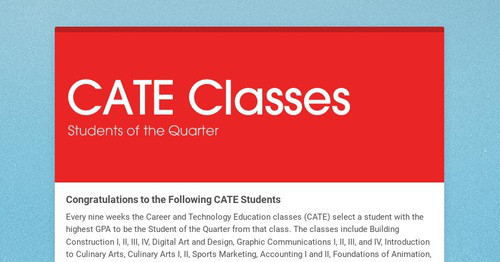 CATE Classes | Smore Newsletters