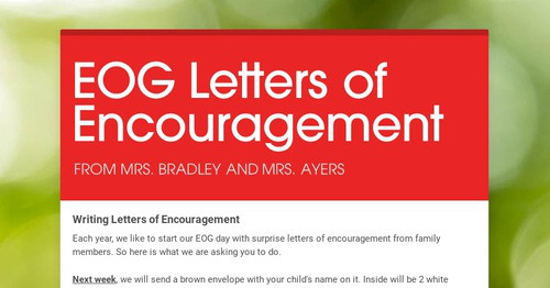 EOG Letters of Encouragement | Smore Newsletters