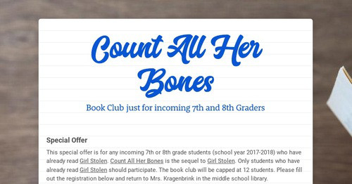 Count All Her Bones | Smore Newsletters