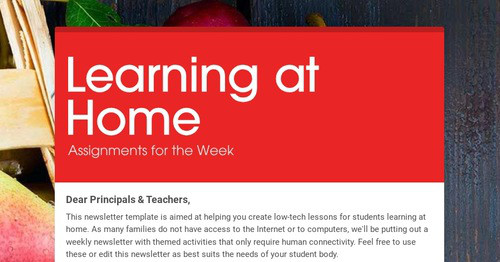 Learning at Home | Smore Newsletters for Education