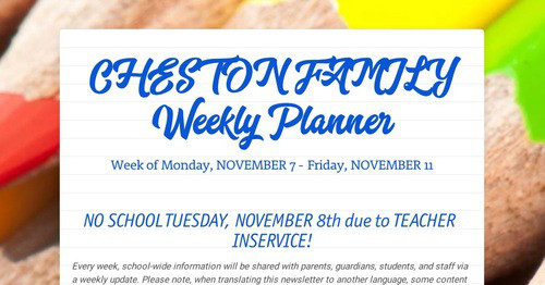 CHESTON FAMILY Weekly Planner