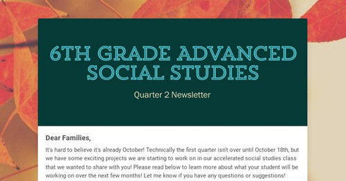 6th Grade Advanced Social Studies | Smore Newsletters for Education