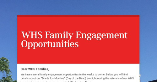 WHS Family Engagement Opportunities | Smore Newsletters