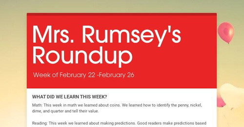 Mrs. Rumsey's Roundup | Smore Newsletters